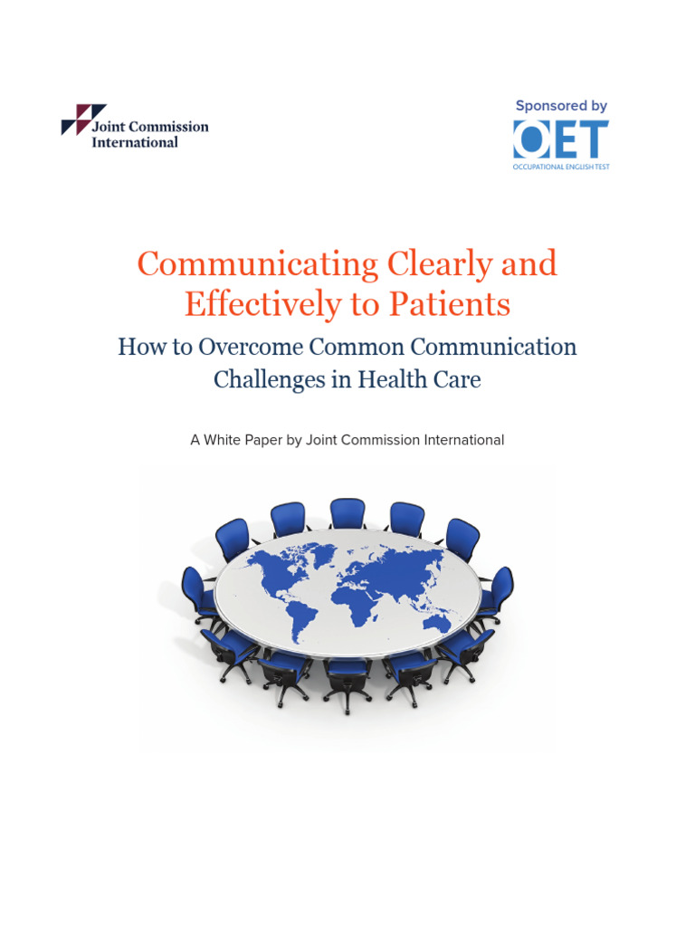 JCI White Paper on Patient Communication | PDF | Joint Commission | Patient