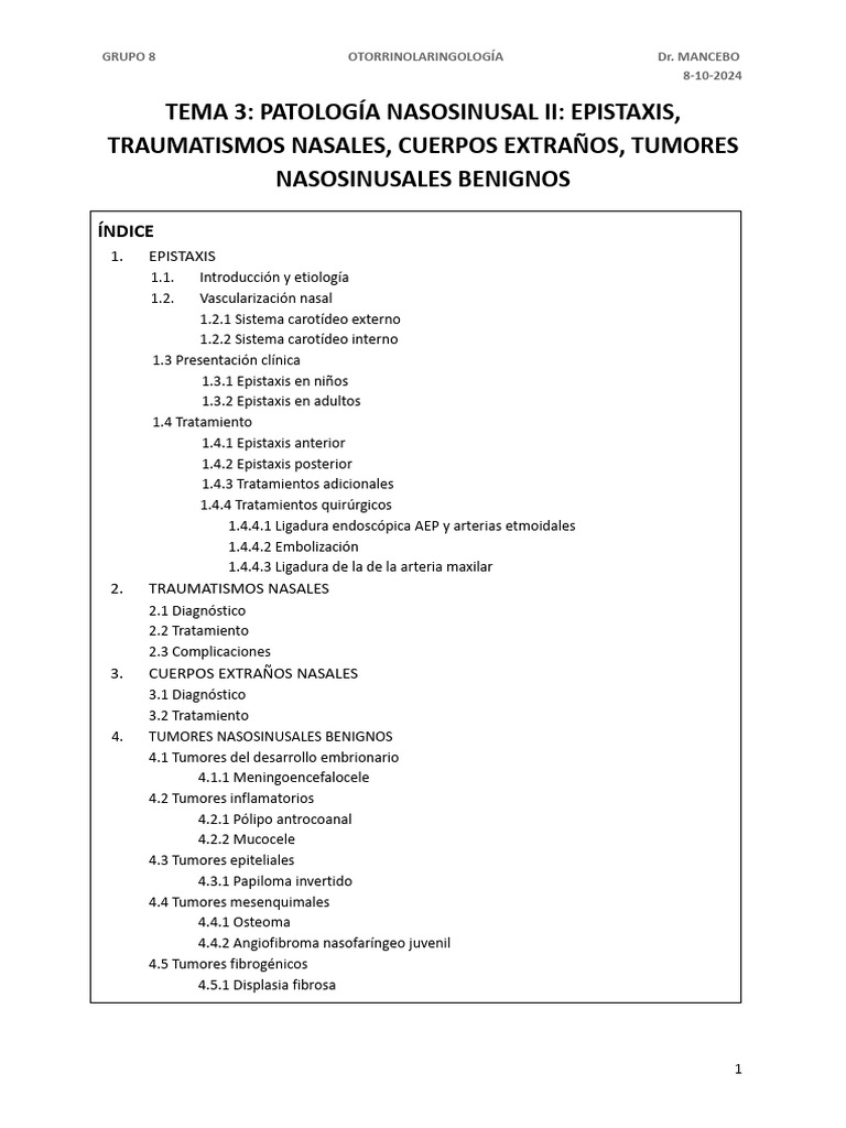 TEMA 3.docx | PDF | Neoplasias | Otorrinolaringología