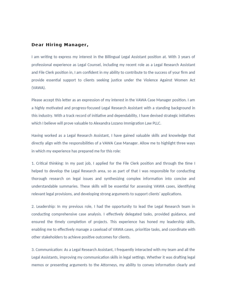 Dear Hiring Manager | PDF | Leadership | Critical Thinking