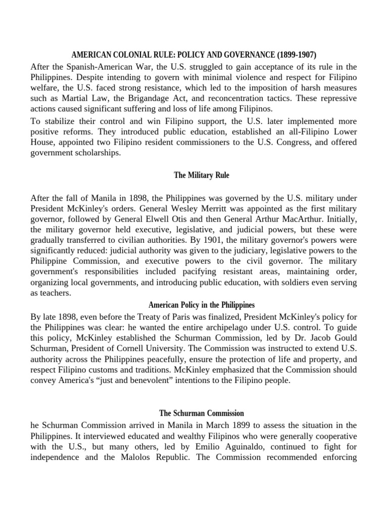 American Colonial Rule | PDF | Government | Philippines