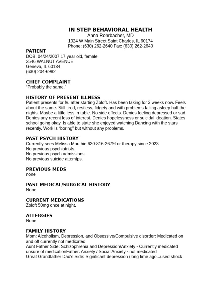 In Step Behavioral Health: Patient | PDF | Mental Disorder ...