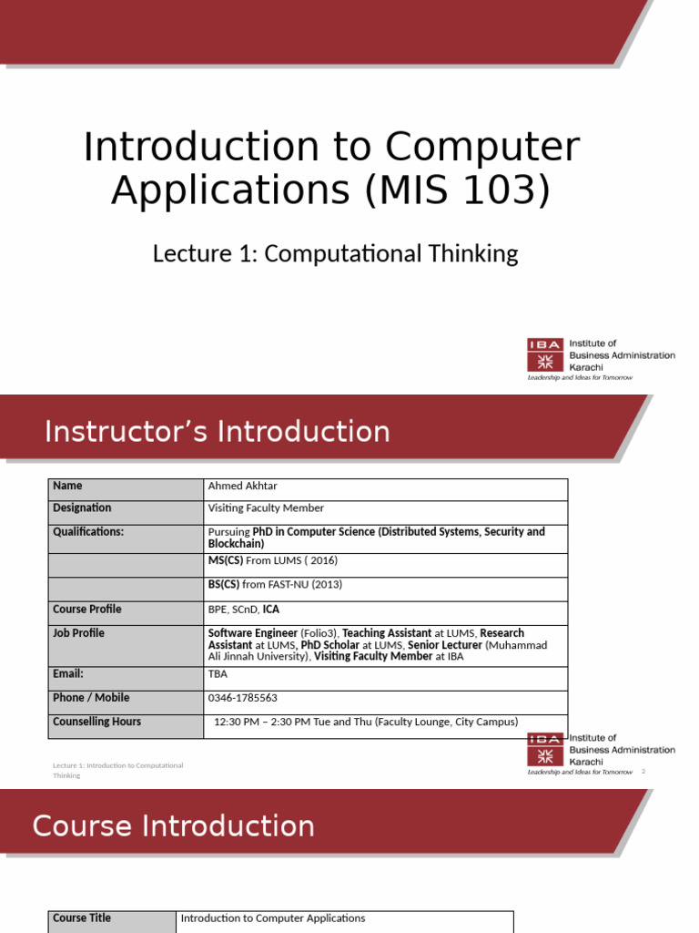 Lecture 1 Introduction To Computational Thinking Pdf Pattern