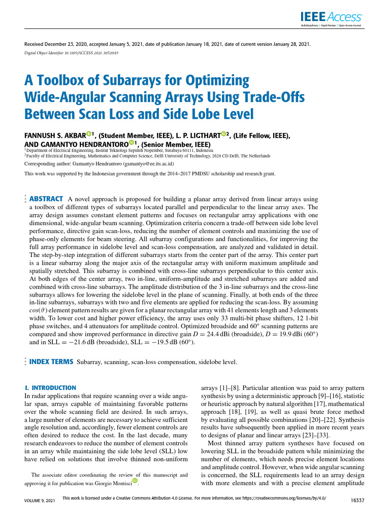 A Toolbox of Subarrays For Optimizing Wide-Angular Scanning Arrays Using Trade-Offs Between Scan ...