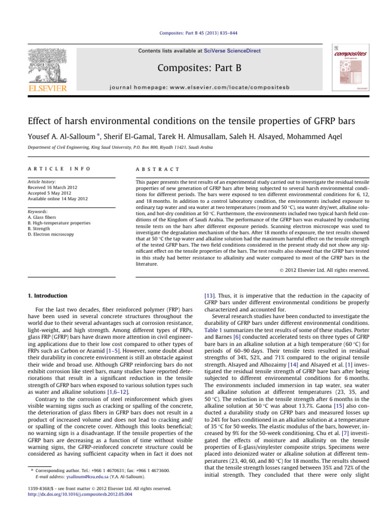 GFRP Bars: Tensile Strength Under Harsh Conditions | PDF | Strength Of ...