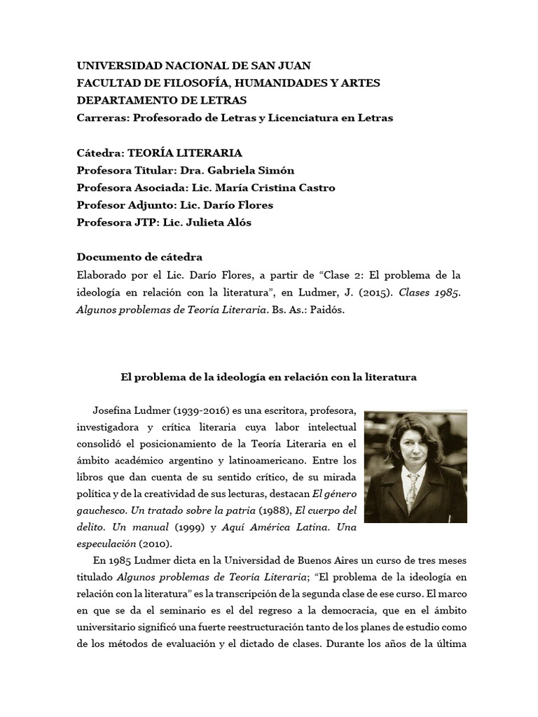 Ludmer (Doc. de Cátedra) | PDF | Ideologías | Autor