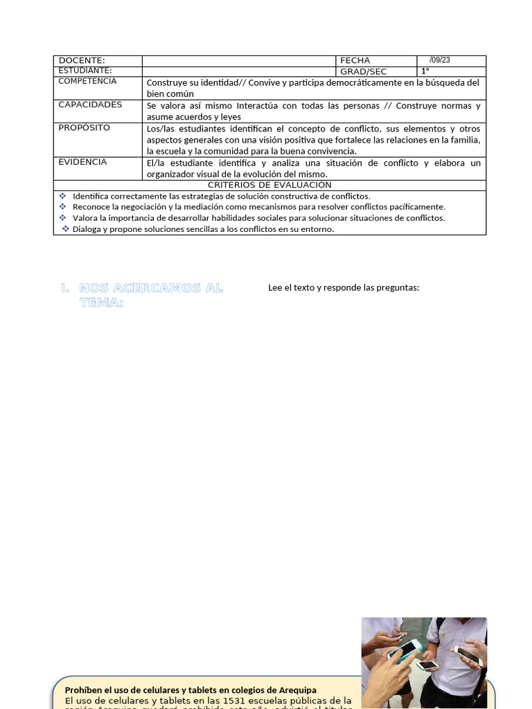1° DPCC Ficha de Actividad 2 Eda 6 | PDF | Mediación | Negociación