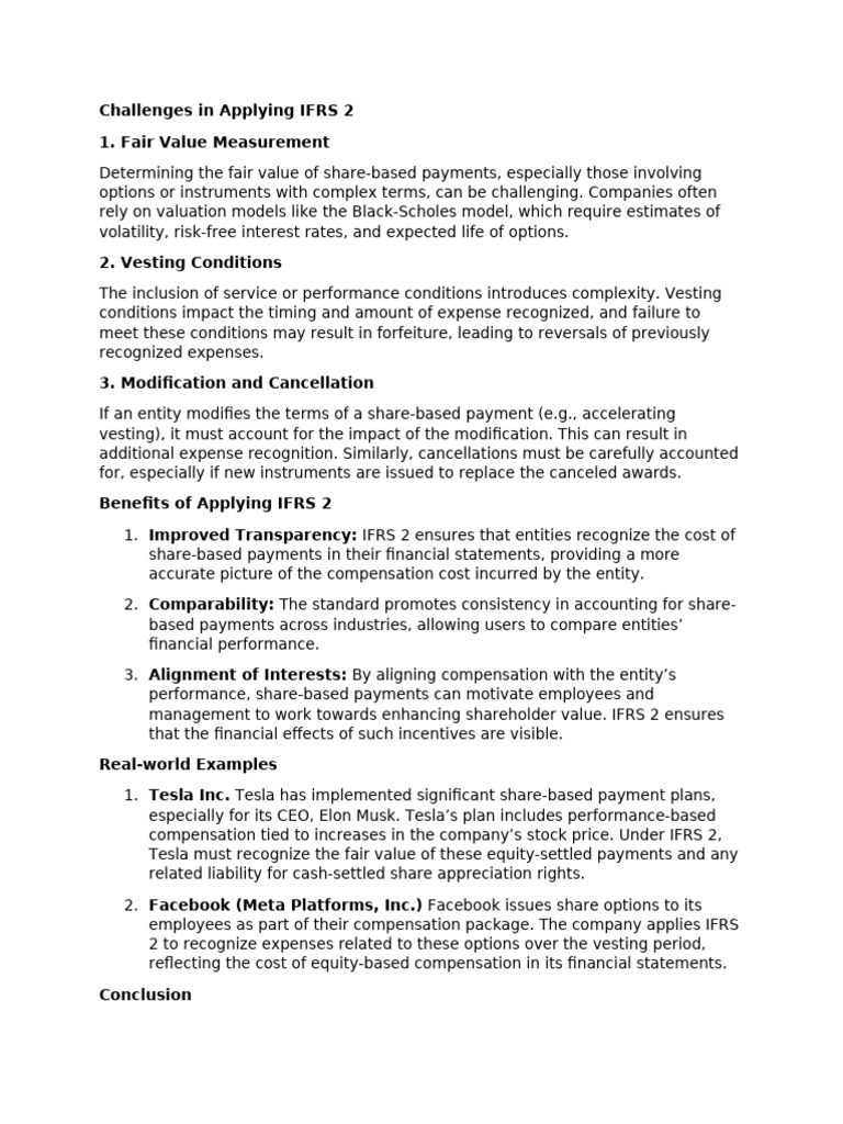 5 - Challenges of Application of IFRS 2 | PDF | Fair Value ...