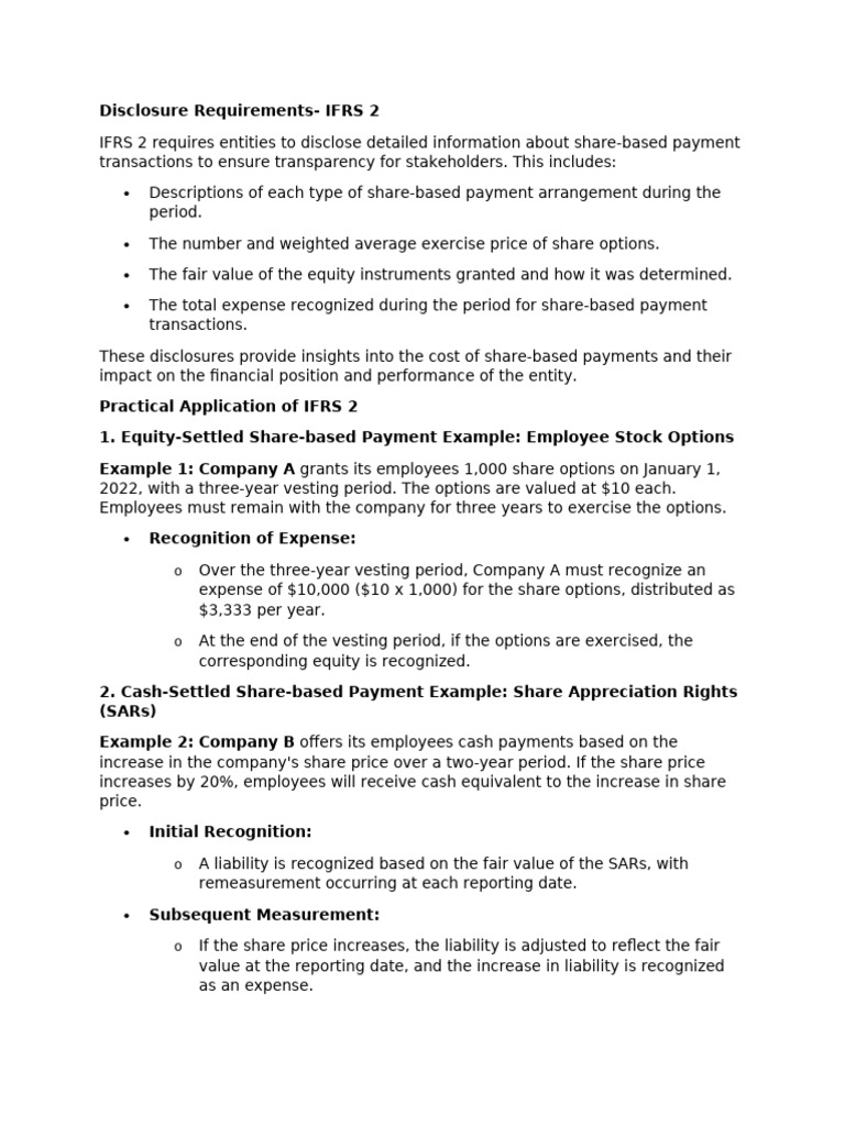 4 - Disclosure Requirement in IFRS 2 | PDF | Fair Value | Equity (Finance)