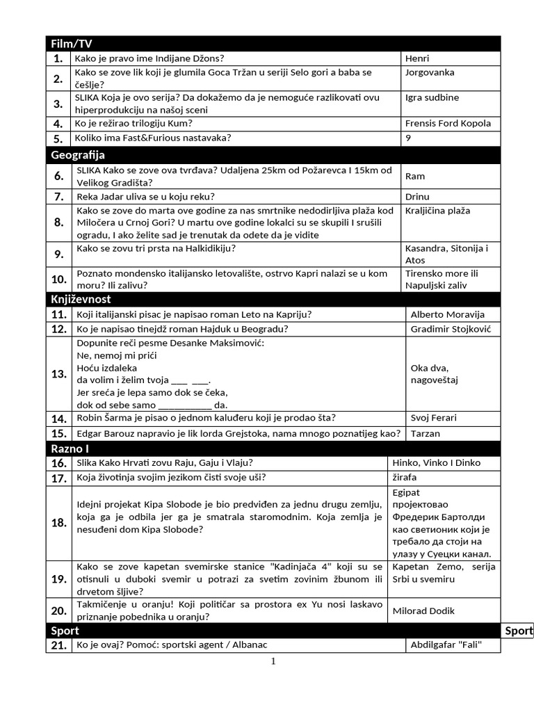 Kviz-Pitanja 07-21 | PDF