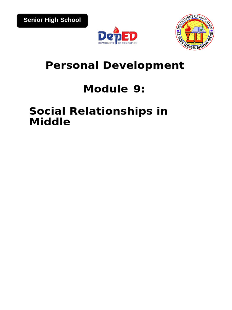 PERSONAL DEVELOPMENT M9 Social Relationships in Middle Ages - Docx Keyanswer 4 | PDF | Self ...