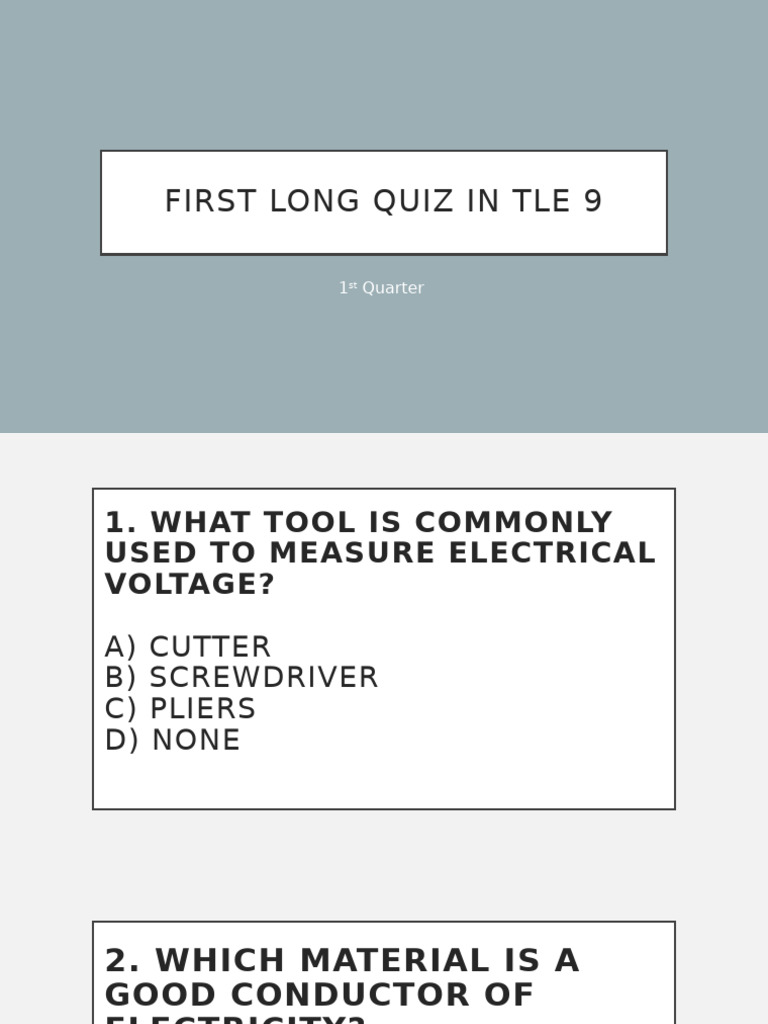 First Long Quiz in TLE 9 | PDF | Wire | Insulator (Electricity)