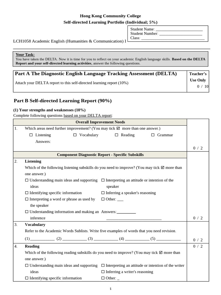 LCH1058 Self-Directed Learning Portfolio Guidelines - Finalised ...