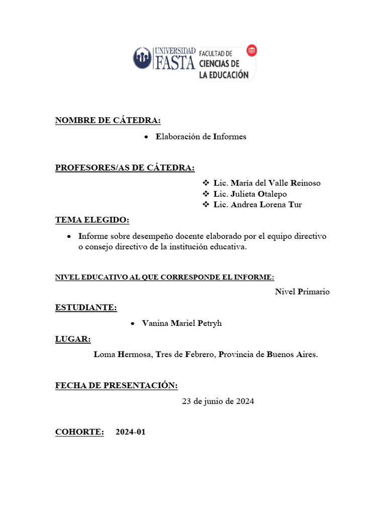 INFORME | PDF | Maestros | Plan de estudios