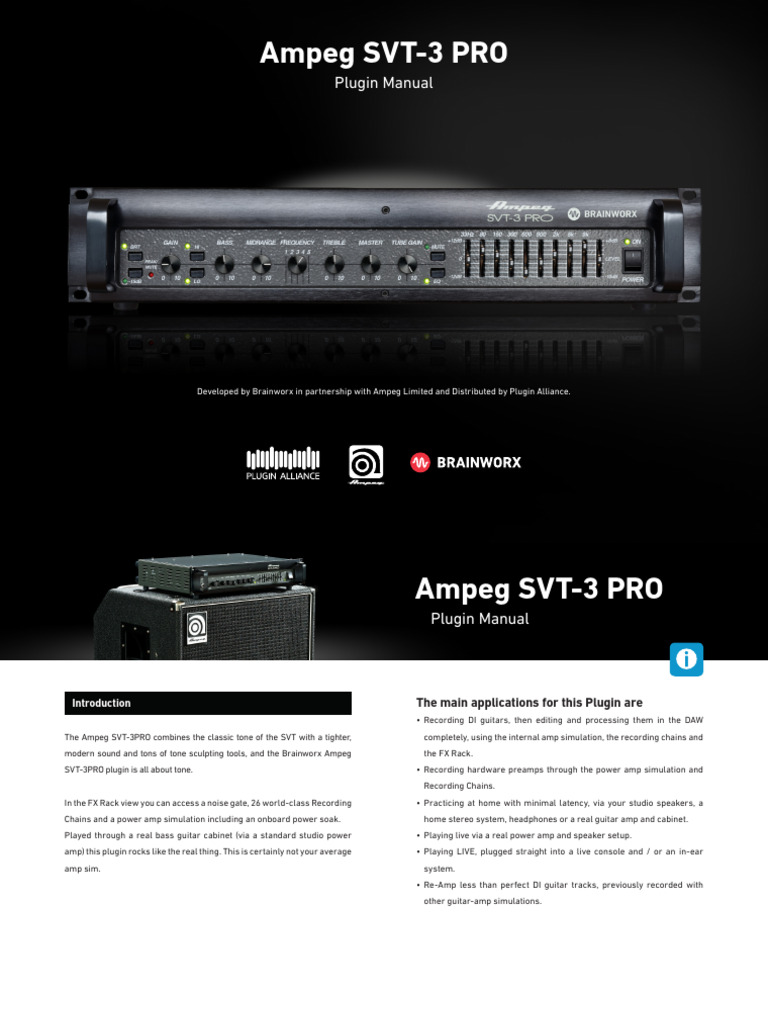 Ampeg SVT3Pro Manual | PDF | Equalization (Audio) | Amplifier