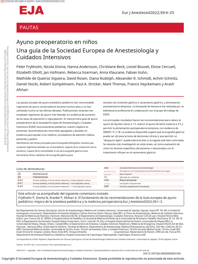 Guía de Ayuno Preoperatorio Pediátrico | PDF | Cuidado de la salud ...