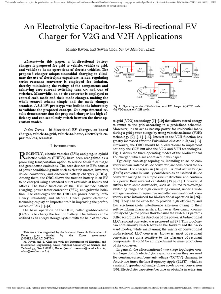 An Electrolytic Capacitor-Less Bi-Directional EV Charger For V2G and ...