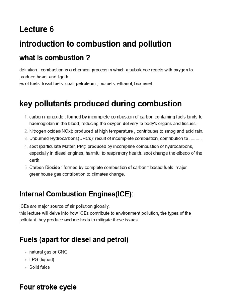 Lecture 6 | PDF | Combustion | Gasoline