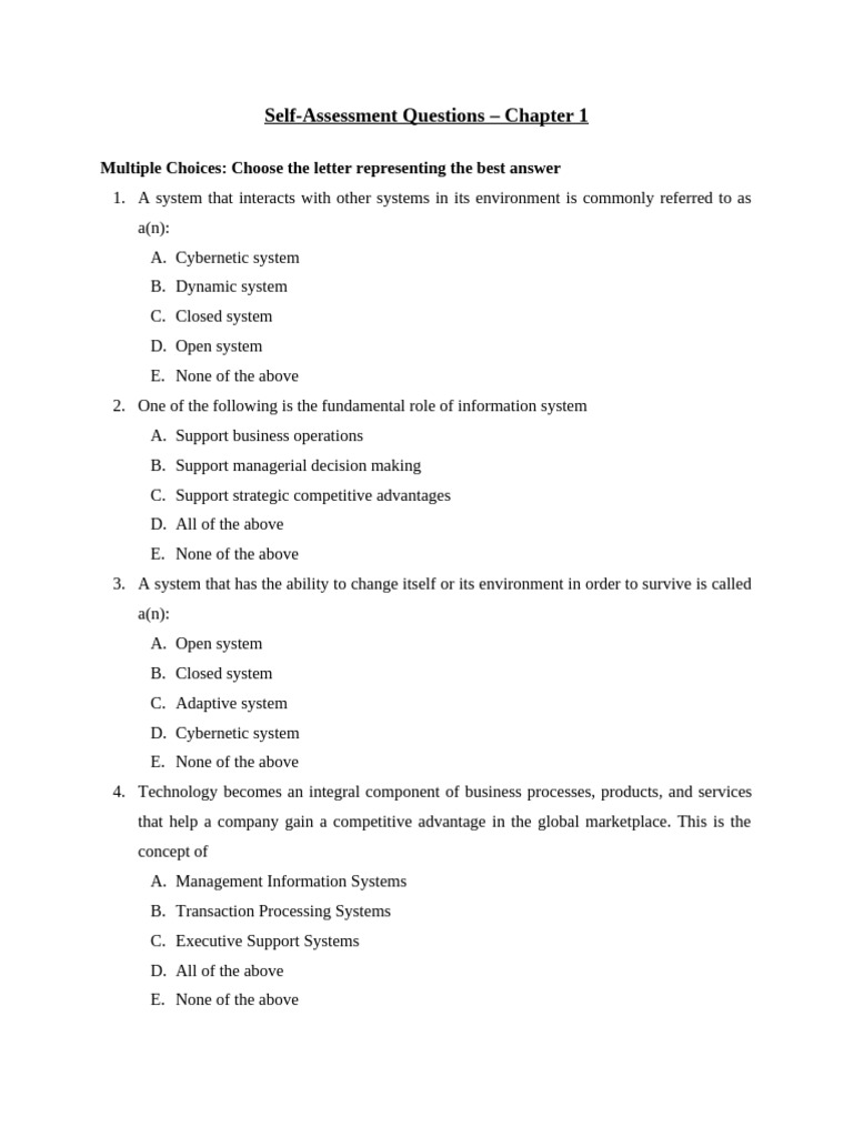 Information Systems Self-Assessment | PDF | System | Information