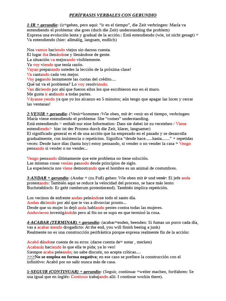 Perifrasis Con Gerundio | PDF | Mecánica del lenguaje | Lingüística