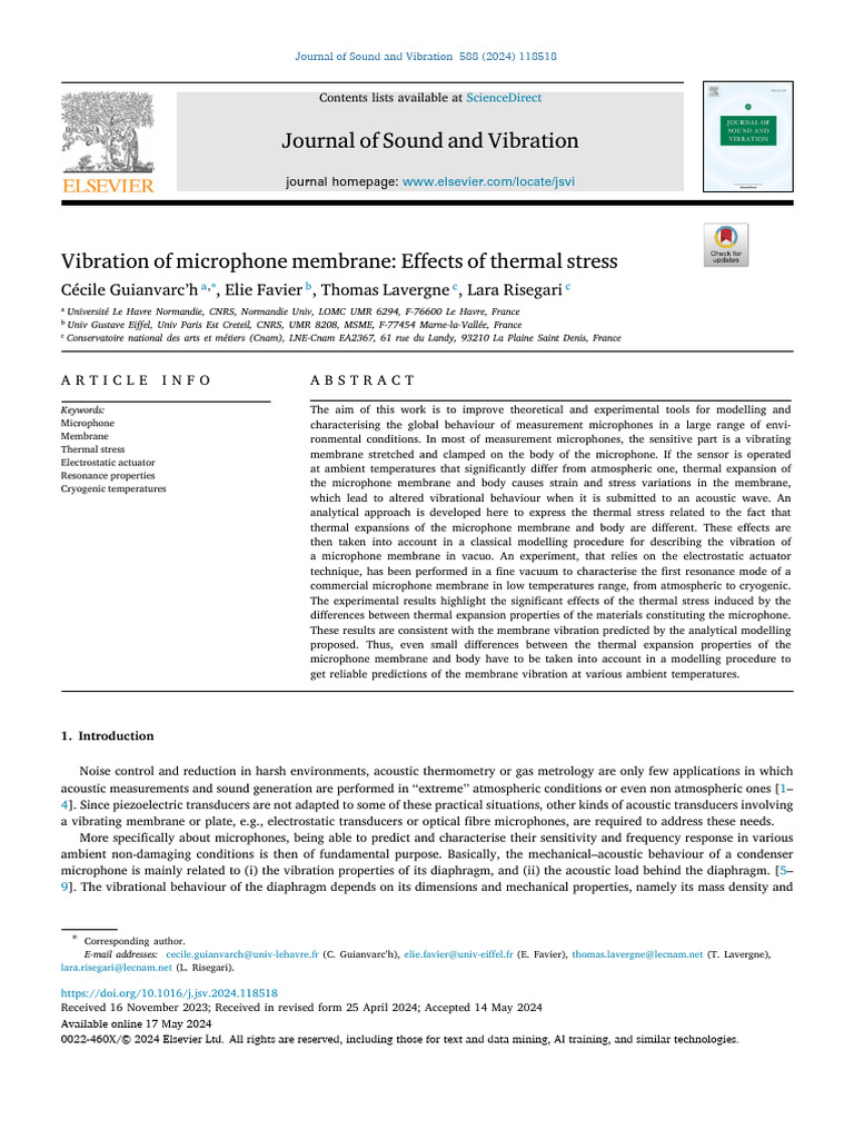 03 Vibration of Microphone Membrane Effects of Thermal Stress | PDF ...