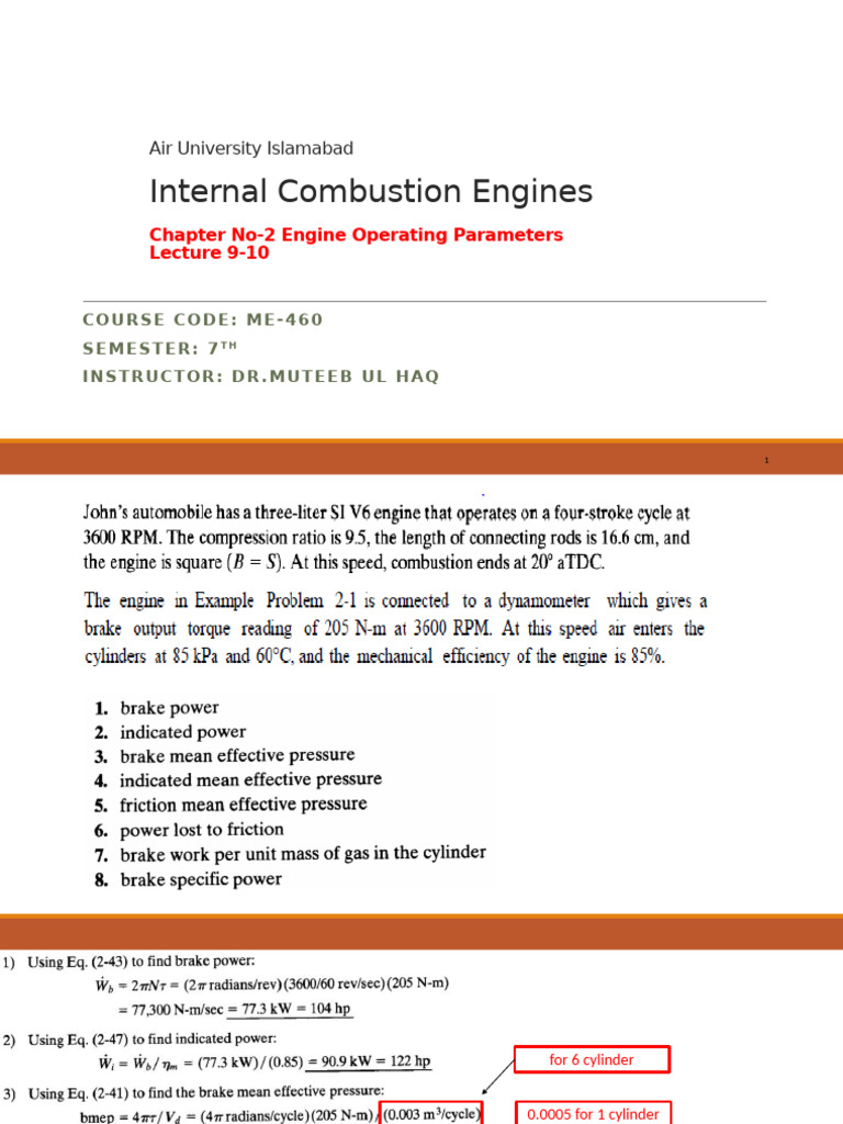 Lecture 9-10 Engine Operating Parameters | PDF