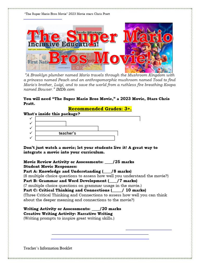 Super Mario Bros Movie Teaching Guide | PDF | Mario | Nintendo Franchises