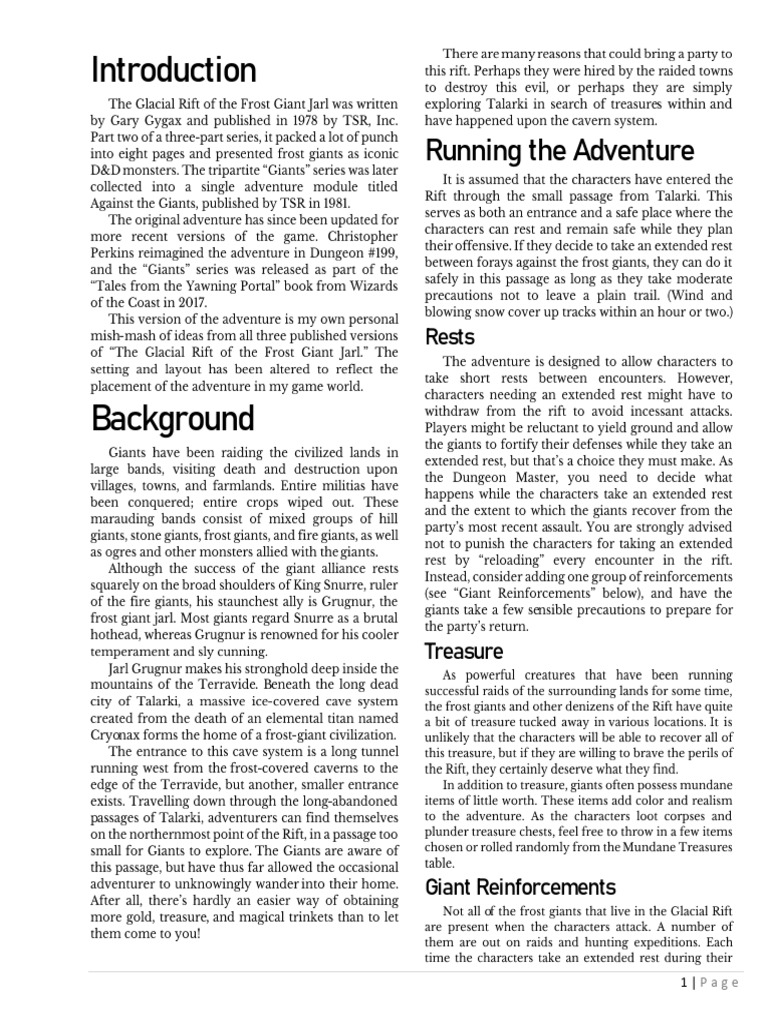 Glacial Rift Adventure Guide for D&D | PDF | Dwarf (Dungeons & Dragons)