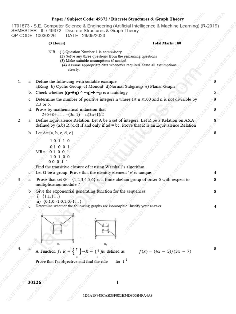 DSGT - May - 2023 (Rev-2019-C Scheme) | PDF | Abstract Algebra | Mathematics
