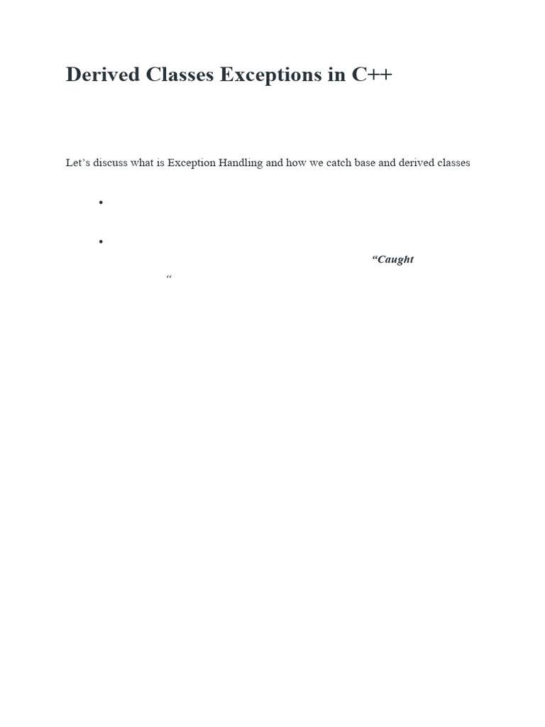 3.derived Classes Exceptions in C++ | PDF