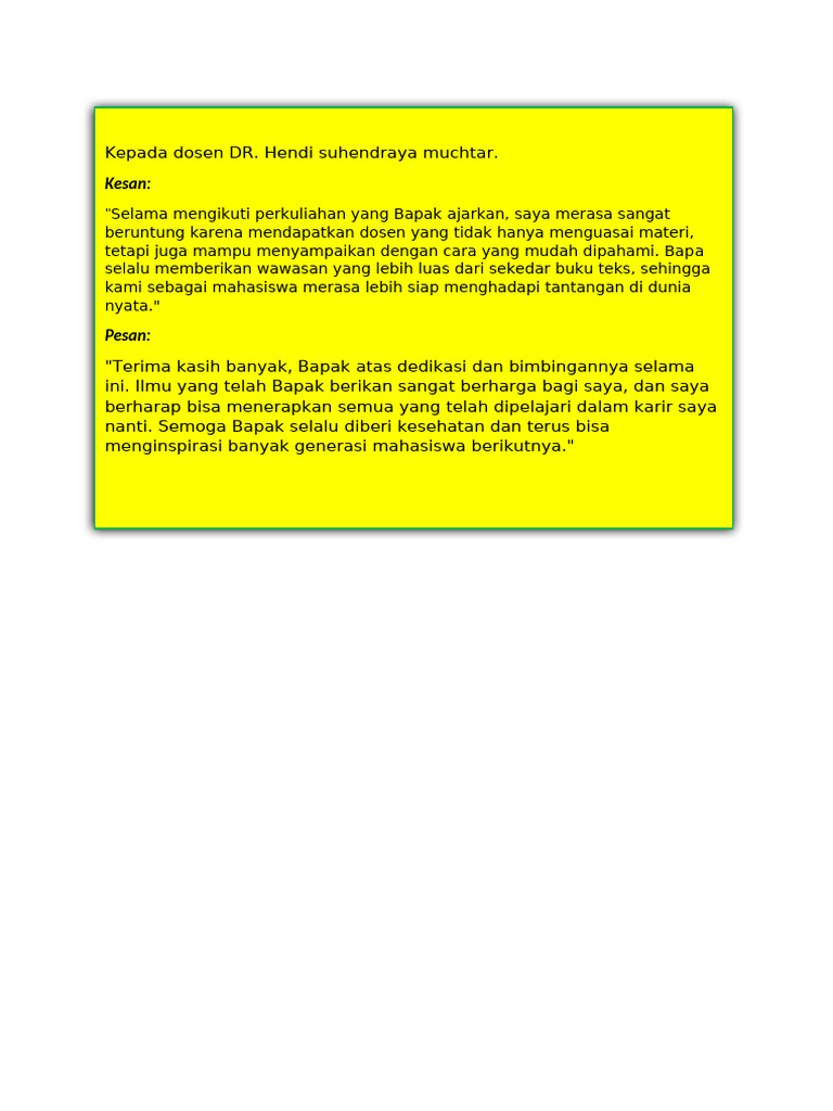 kesan pesan buat dosen | PDF