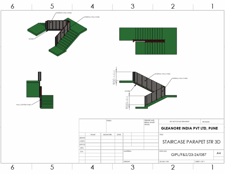 Staircase Parapet 3d Drawing | PDF