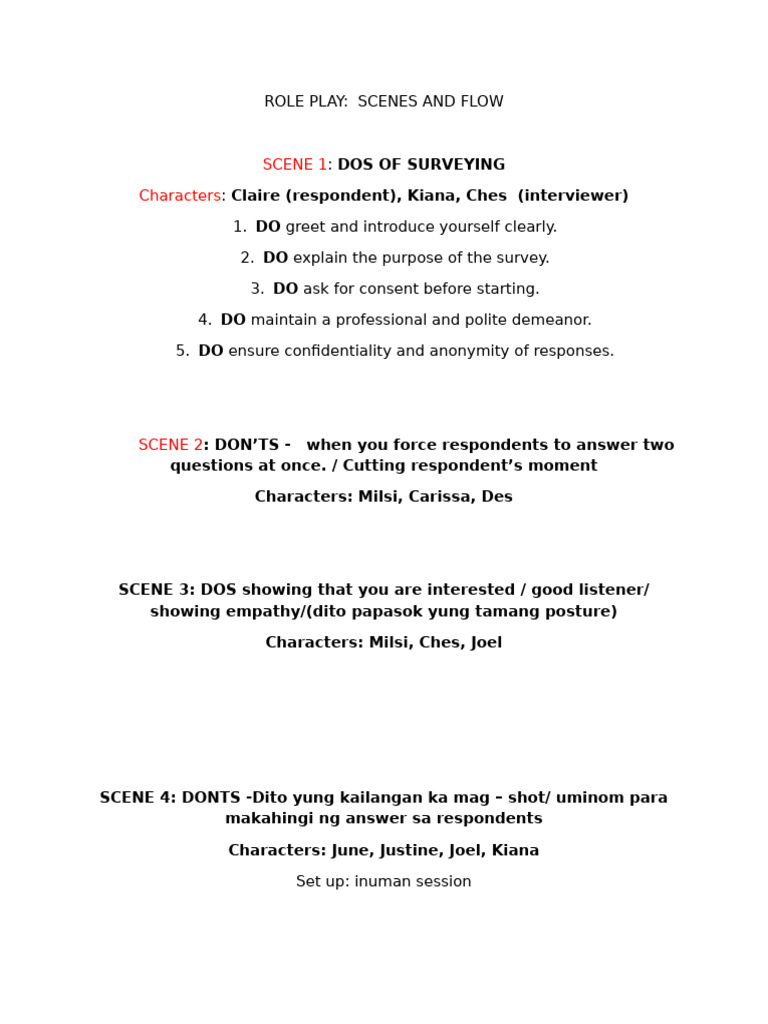 Role Play Scenes | PDF