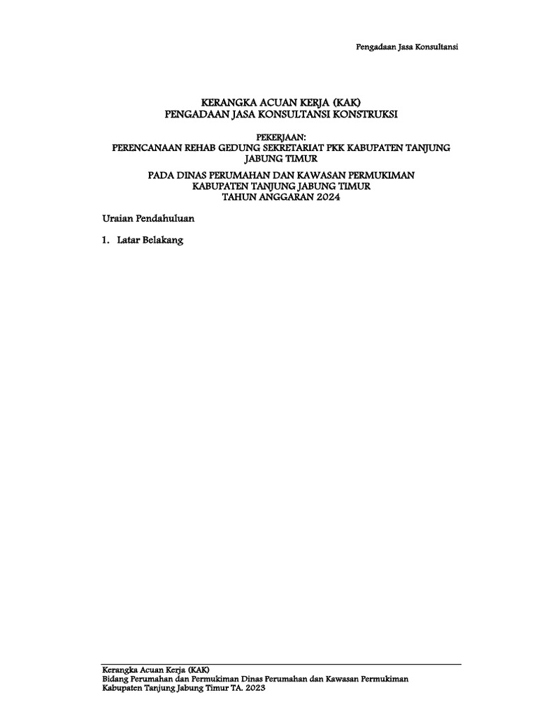 Dok Perencanaan+Rehab+Gedung+Sekretariat+PKK | PDF