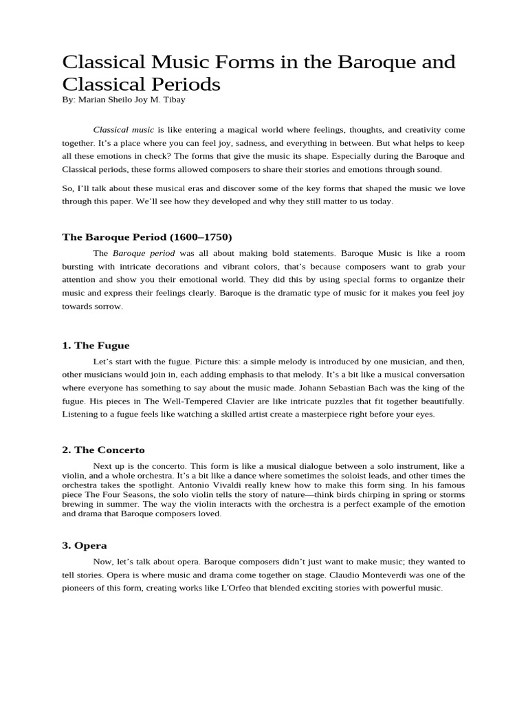 Classical Music Forms in The Baroque and Classical Periods | PDF ...
