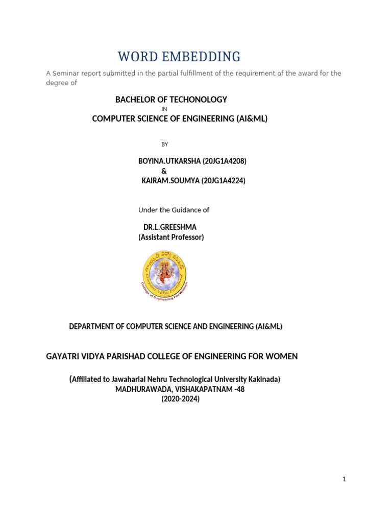 WORD EMBEDDING project | PDF | Artificial Neural Network | Learning