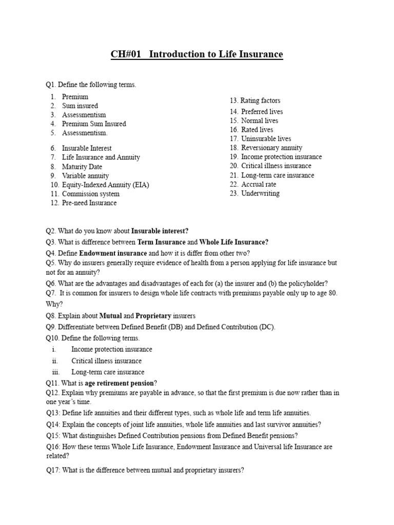 CH 01 AM | PDF | Life Insurance | Insurance