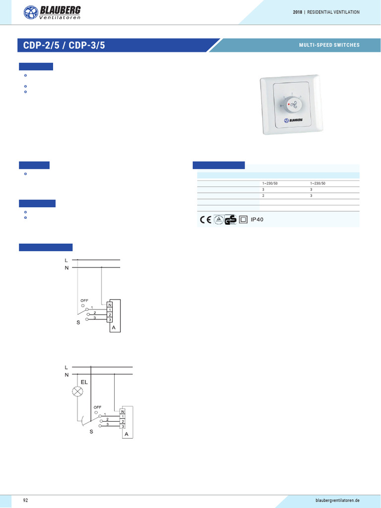 CDP Fan Speed Selector Data Sheet | PDF