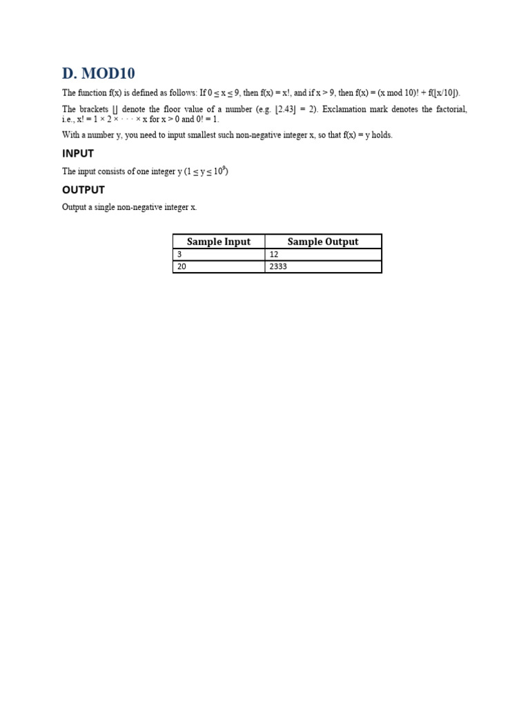 D. MOD10: Input Output | PDF
