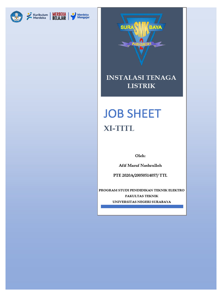 Job Sheet Kelas-Xi Instalasi Tenaga Listrik | PDF