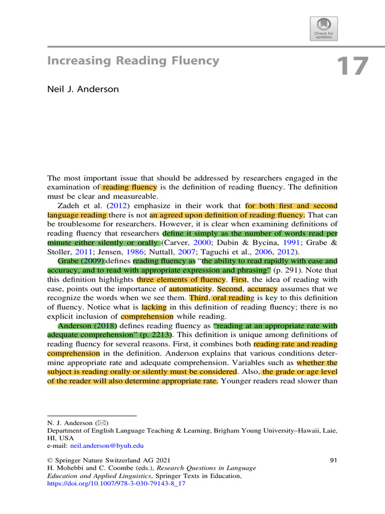 Increasing Reading Fluency | PDF | Fluency | English As A Second Or Foreign Language