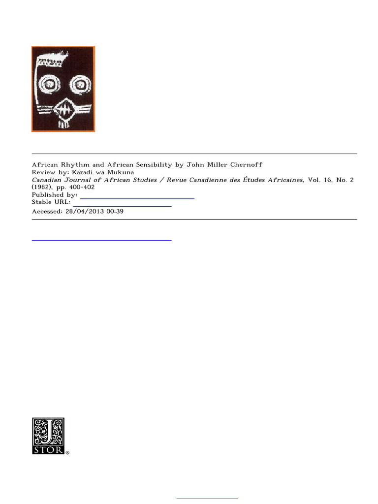 Kazadi Wa Mukuna Review On African Rhythm and African Sensibility by ...