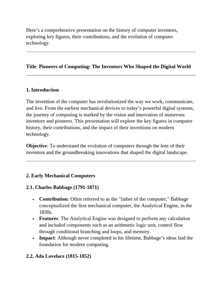 Computer Inventor Presentation | PDF | Engineering | Office Equipment
