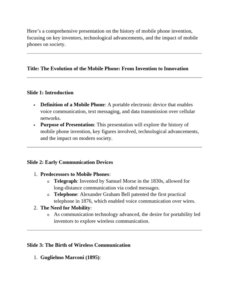History of Mobile Phone Invention | PDF | Telephone | Smartphone