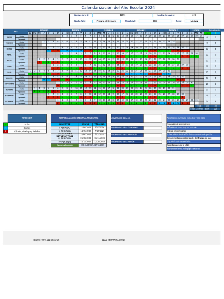 Calendarización Anual 2024 | PDF