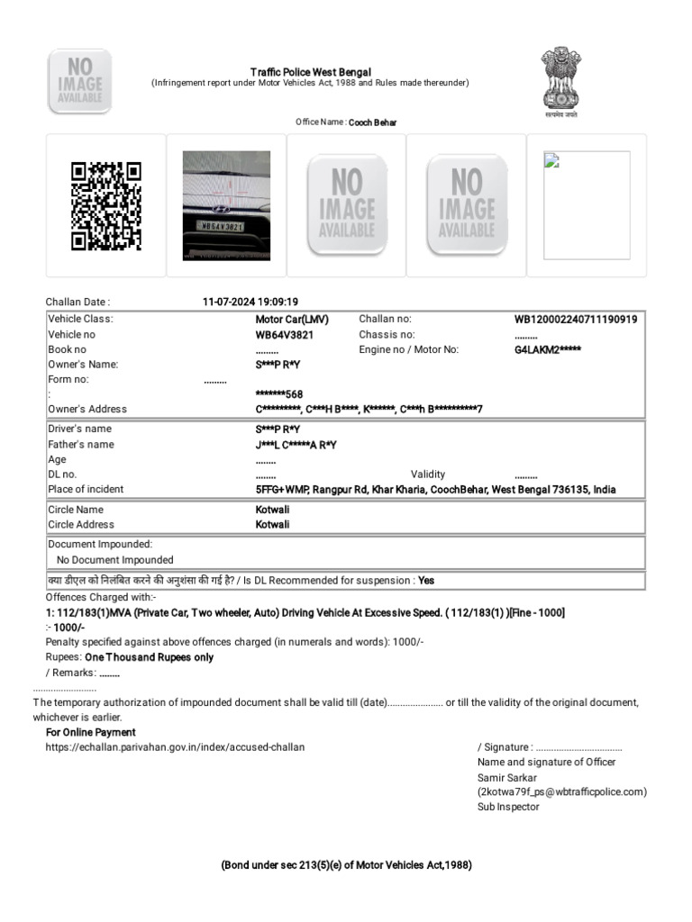 Echallan - Parivahan.gov - in Mparivahan-API Print-PDF Challan No ...