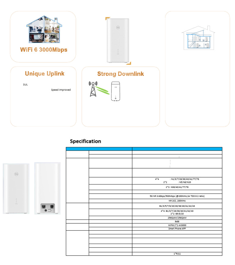 Huawei H153-381 5G CPE Specs | PDF | Lte (Telecommunication) | Wi Fi