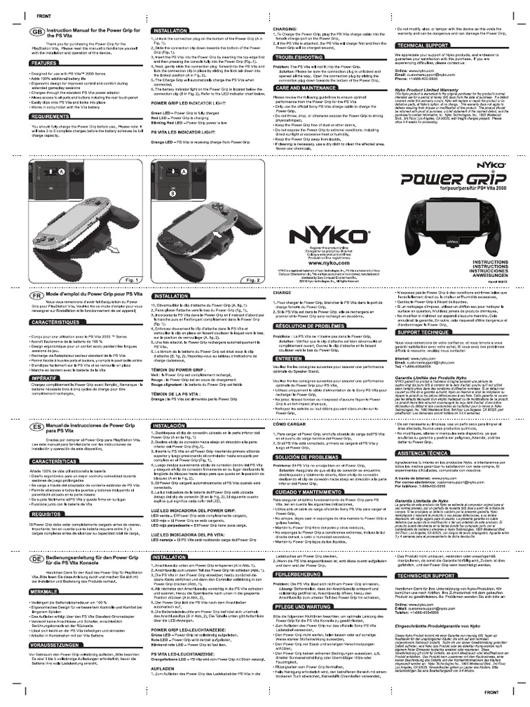 Nyko Power Grip Manual FRONT | PDF
