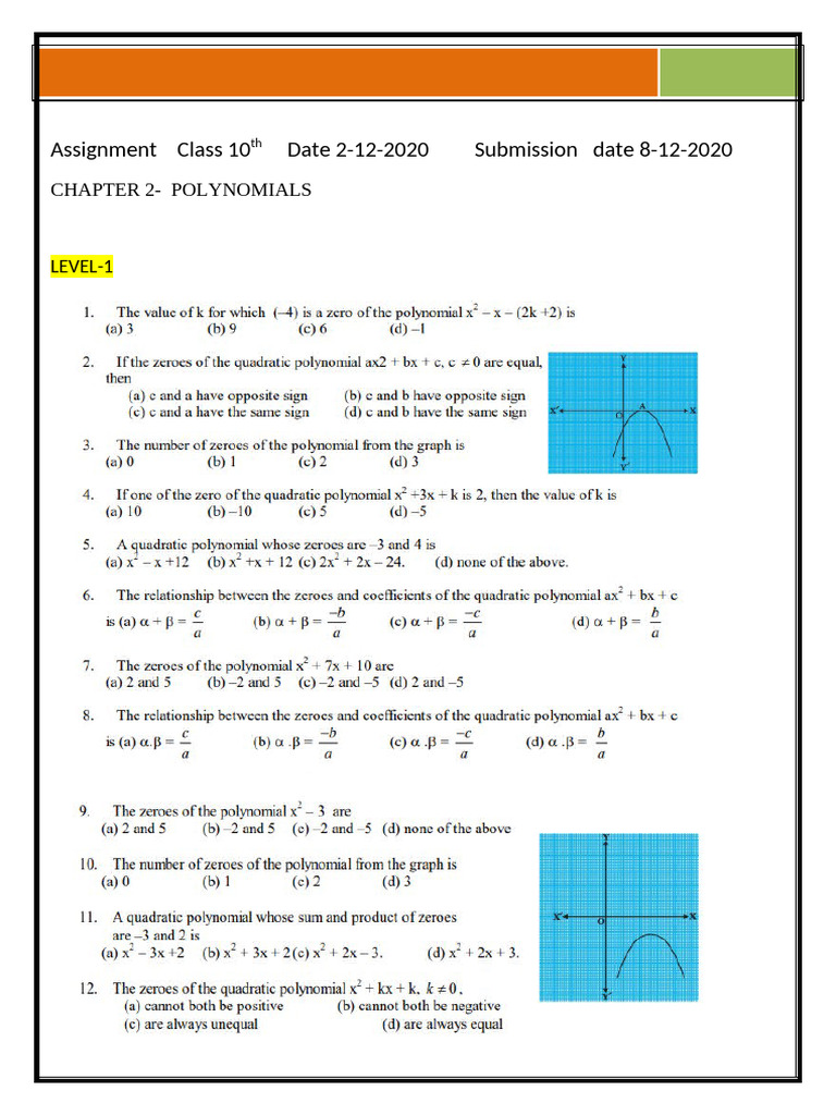 Polynomials-2 10th | PDF