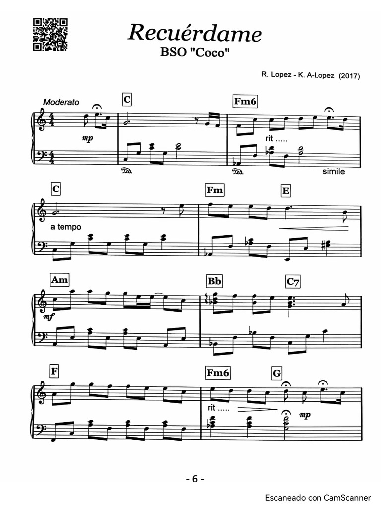 Coco Recuerdame Piano | PDF