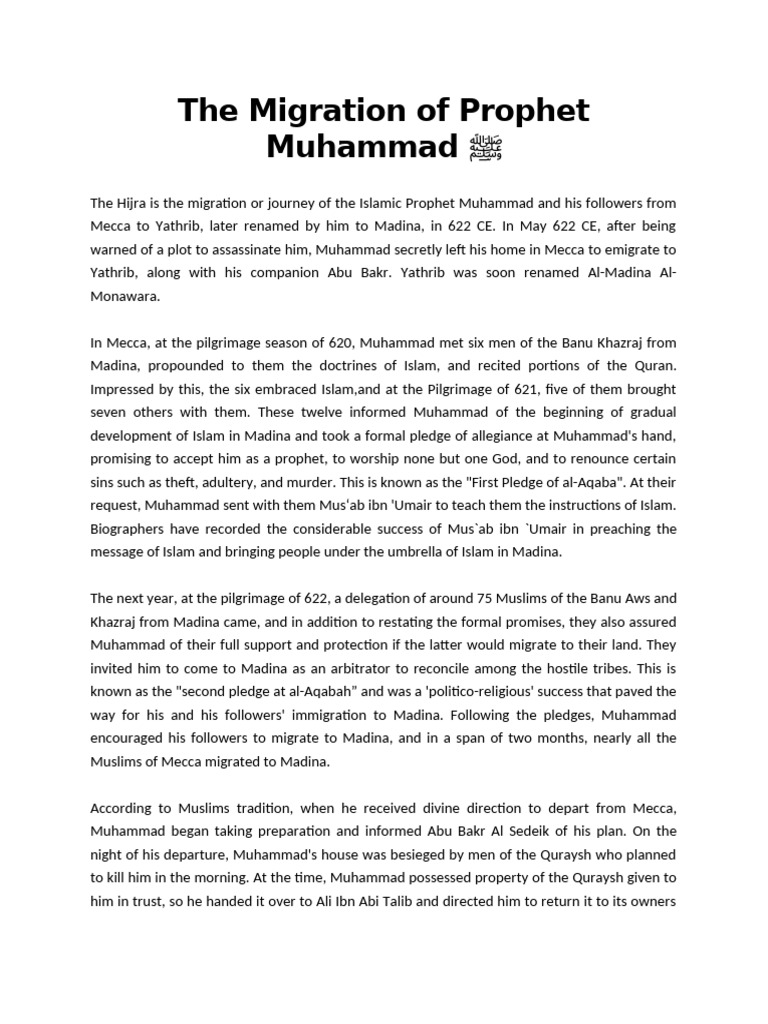 The Migration of Prophet Muhammad | PDF | Muhammad | Life Of Muhammad